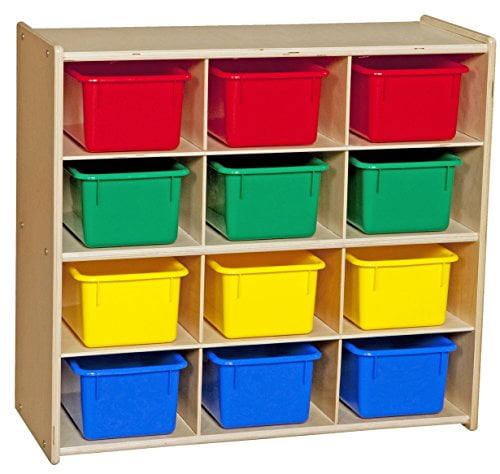 Contender Baltic Birch 12-Cubby Storage Unit w/ Colorful Tubs ...