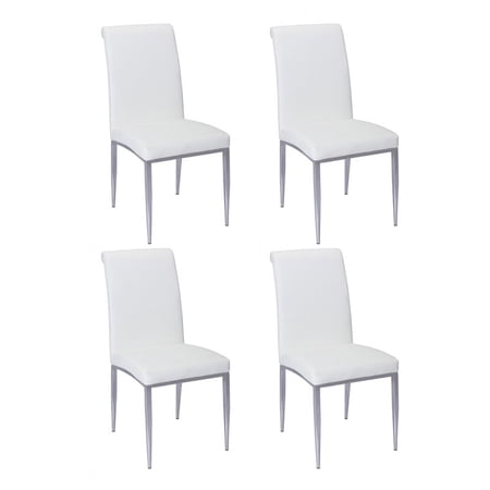 Milan Alexis Upholstered Cantilever Side Chairs in White (Set of 4 ...