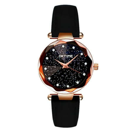 Women Fashion Brilliant Starry Night Dial Watch Lady Simple Exquisite ...