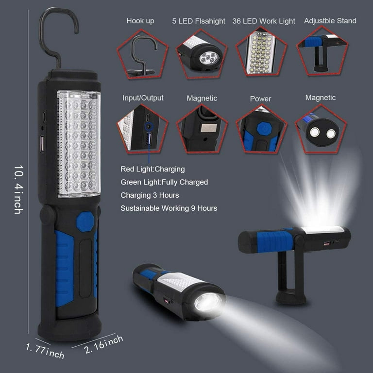 Rechargeable Flashlight Led Magnetic Work Cheap New Portable COB LED