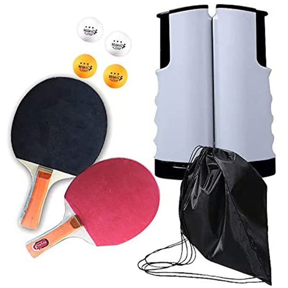 Portable 1 Pair Table Tennis Paddle Table Tennis Set Telescopic Net Rack Pingpong Ball Training