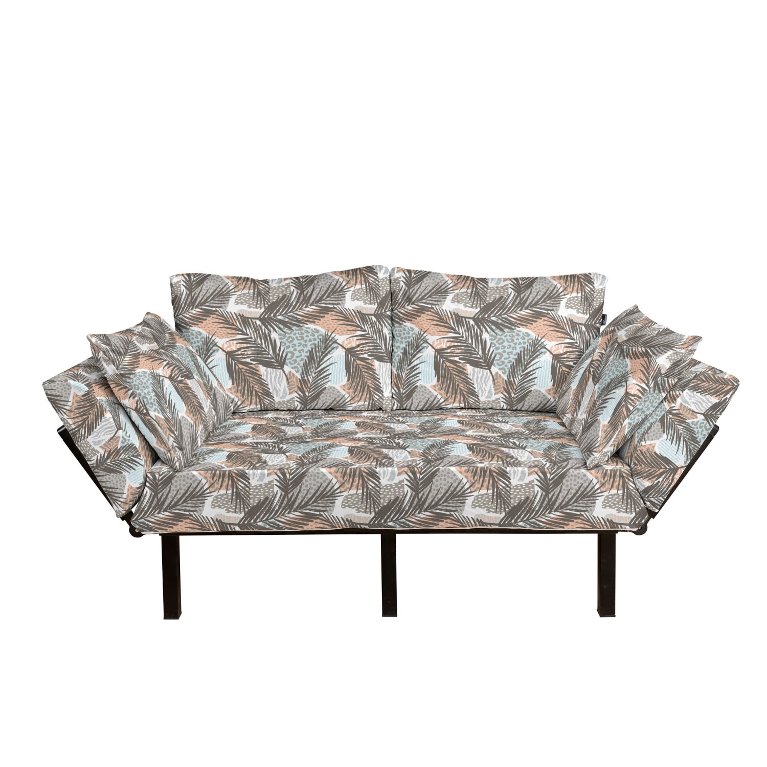 Tropical Futon Couch, Abstract Design Pastel Tone Hawaiian Style Exotic ...