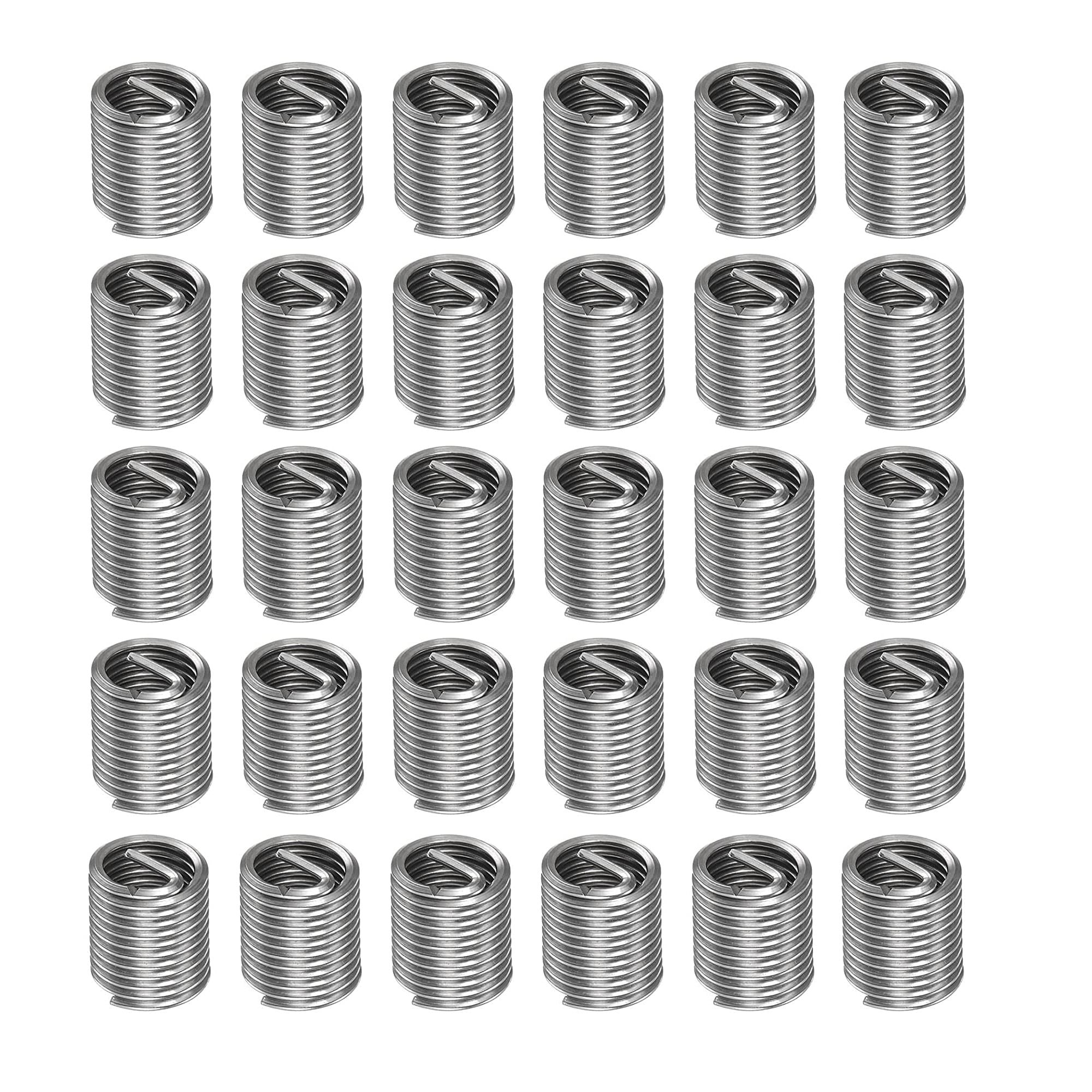 30 Pcs 304 Stainless Steel Metric M10x1.25x2D Wire Thread Inserts Steel ...