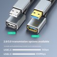 Aluminum USB3.0 Male-Female Extender 90° Angled Connector 5Gbps Data ...