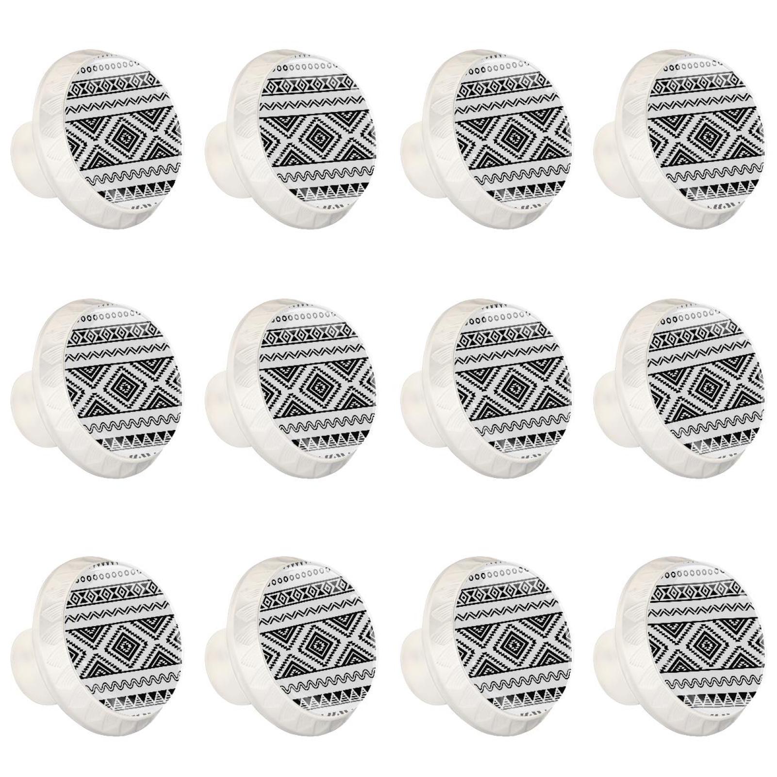 12 Pcs Black and White Tribal Knobs for Kitchen Cabinet Cupboard Dresser Bookcase Drawer Pulls ...