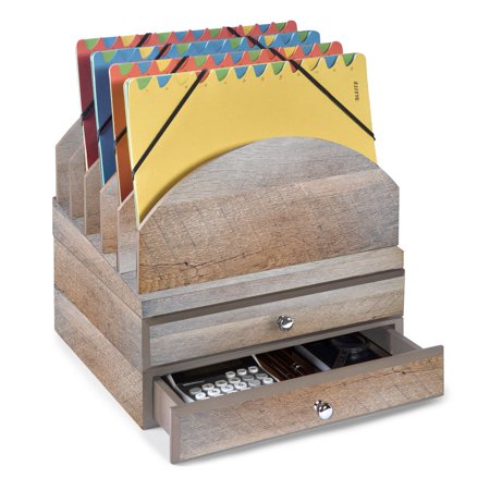 Bindertek Stacking Wood Desk Organizers Step Up File & 2 Drawer Kit ...