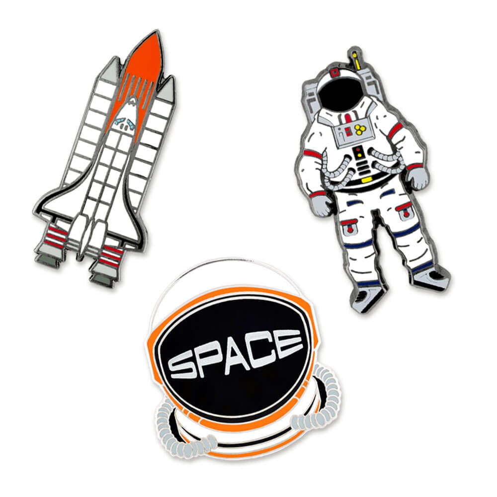 PinMart's Outer Space Astronaut Space Helmet Rocket Ship Enamel Lapel ...