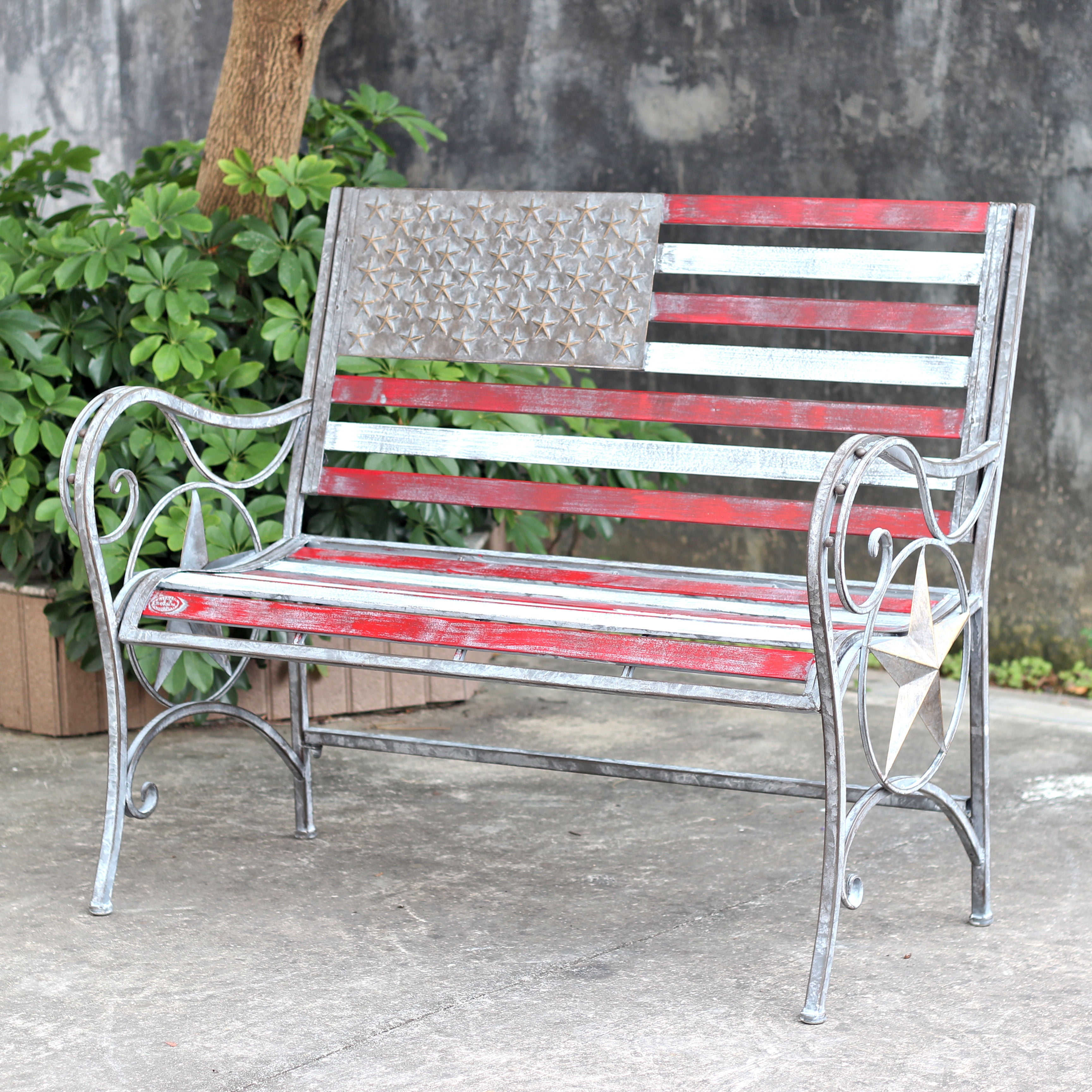Well Made Metal American Flag Bench - Walmart.com