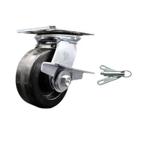 8 Inch Nylon Caster with Roller Bearing and Brake/Swivel Lock Service ...