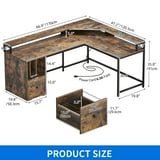 Dextrus 67 Inch L Shaped Desk with LED Light and Power Outlets ...