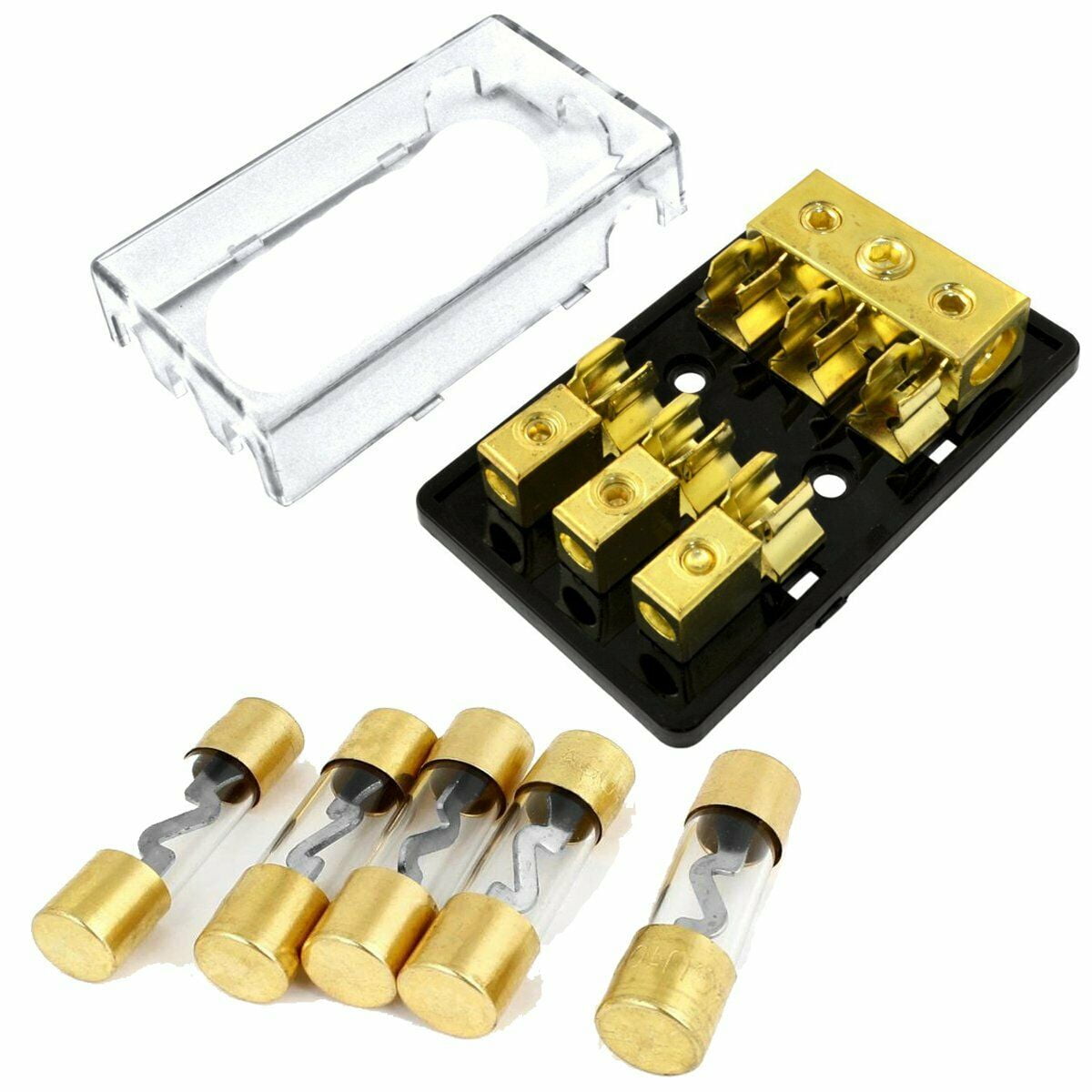 3 Position AGU Fuse 4/8 Gauge Holder Distribution Block w/ Pack of 5 30 ...