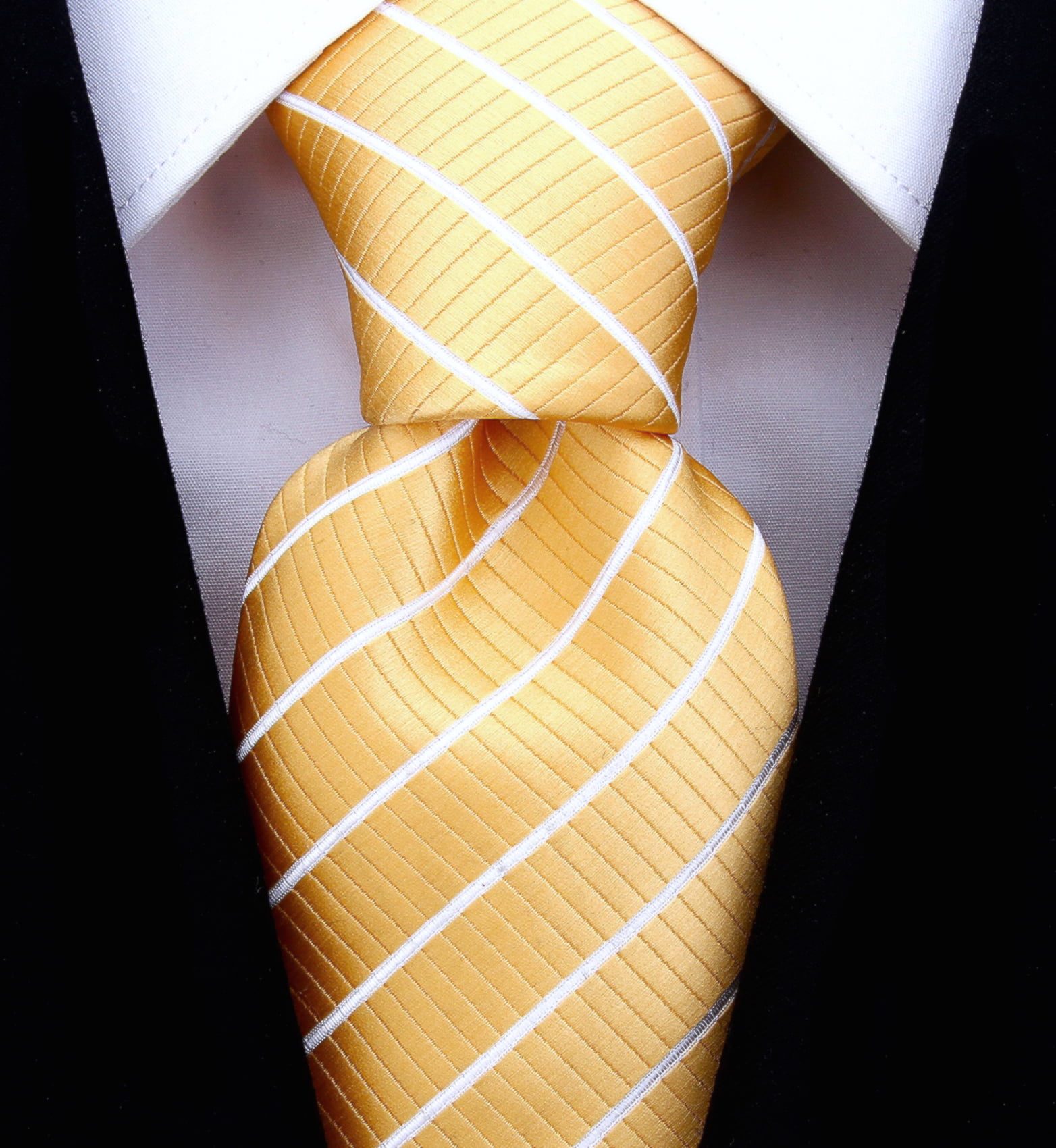 Yellow Necktie for Him | Classic Striped Yellow Tie for Men | Wedding ...