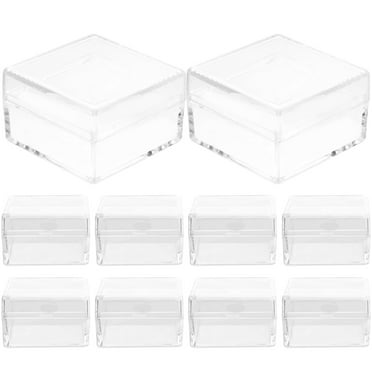 50 Pack Mini Square Storage Containers Box with Hinged Lid Clear ...
