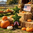 35.4in Double Star Patriotic Potted Greenery with Bow Artificial ...
