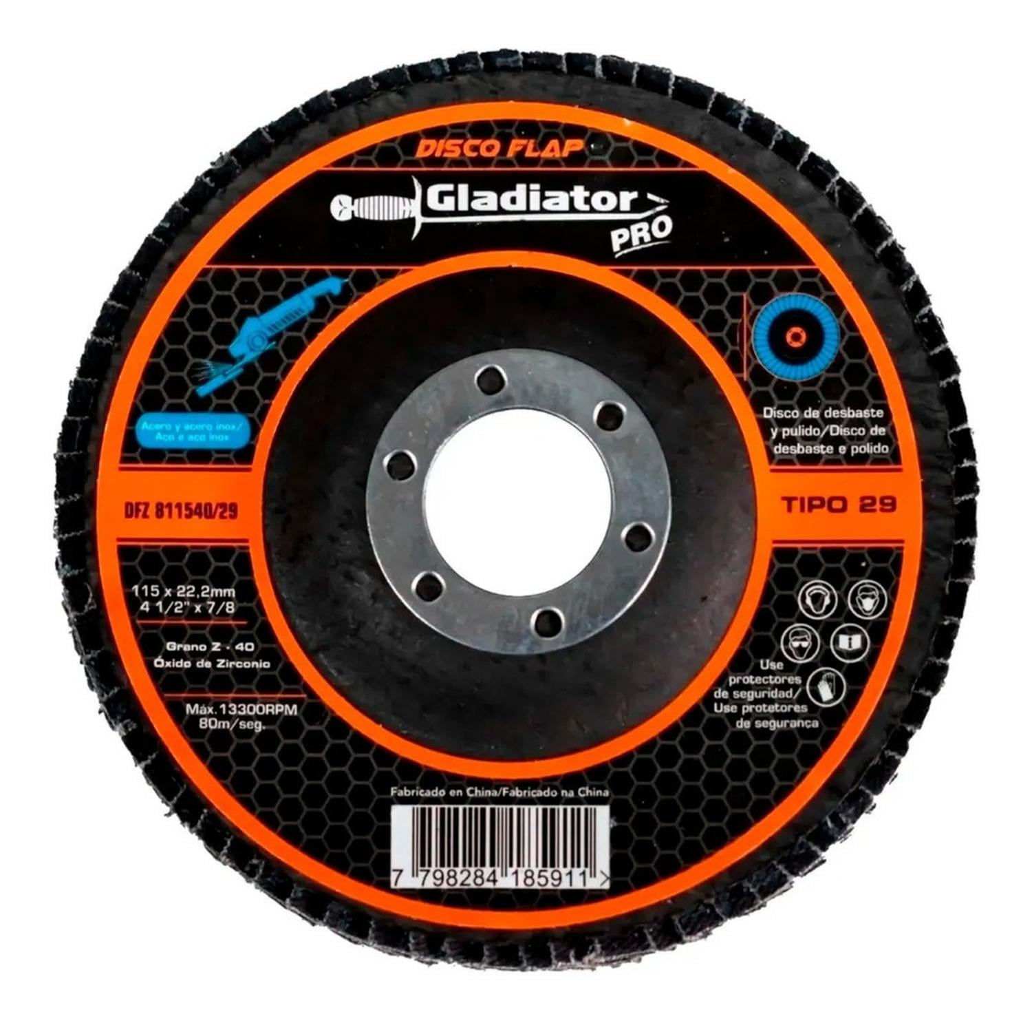 Disco Flap Laminado Zirconio 4 1/2 PuLG G80 P/metal 100pz azul Estándar ...