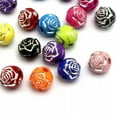 U8MO 200 Mixed Colour Sparkling Silver Rose Flower Acrylic Round Beads ...