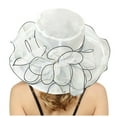 OOOUM Elegant Floral Church Hats Wide Brim Lightweight Breathable Party ...
