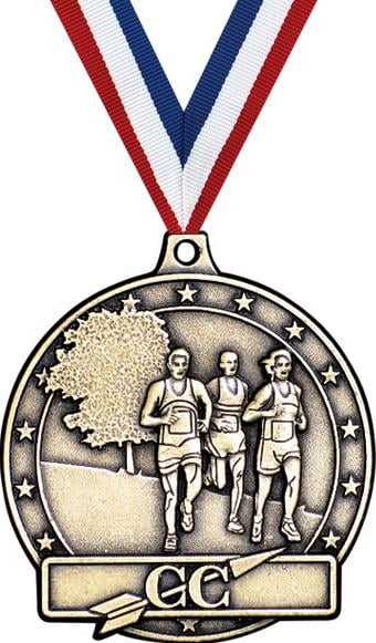 Cross Country Medals, 2" Gold Diecast Cross Country Medal Award 5 Pack ...
