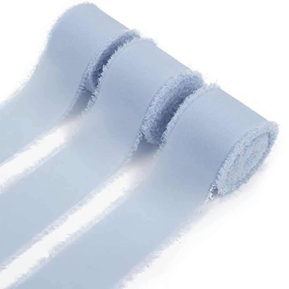 3 Rolls Handmade Fringe Chiffon Silk Ribbon Gauze 1.5" x 5Yd Ribbons ...