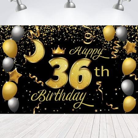 Sweet Happy 36th Birthday Backdrop Banner Poster 36 Birthday Party ...