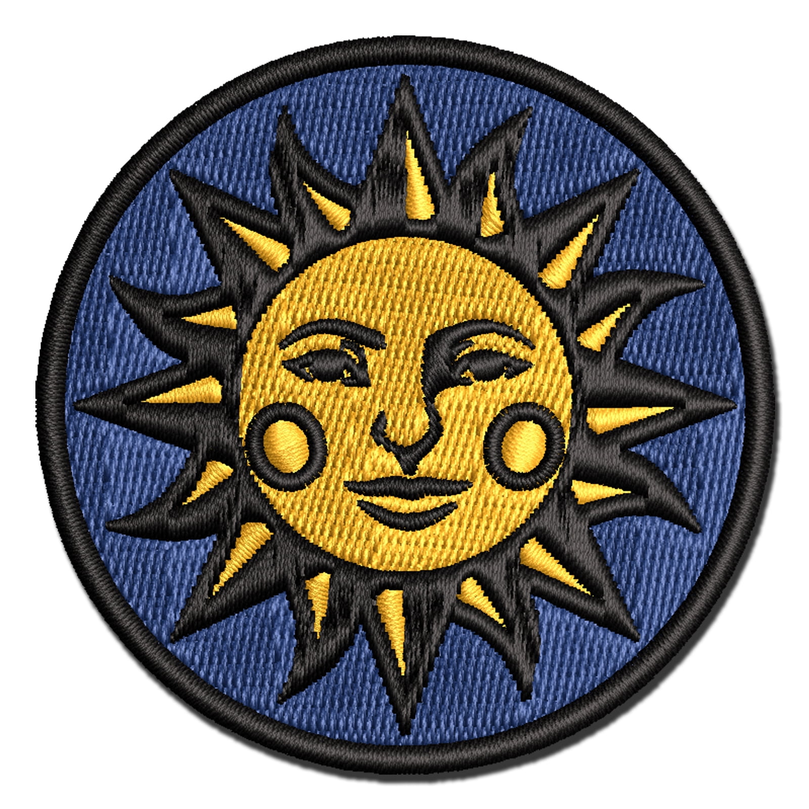 Heraldic Sun Face Applique Multi-Color Embroidered Iron-On Patch - 2.5 ...