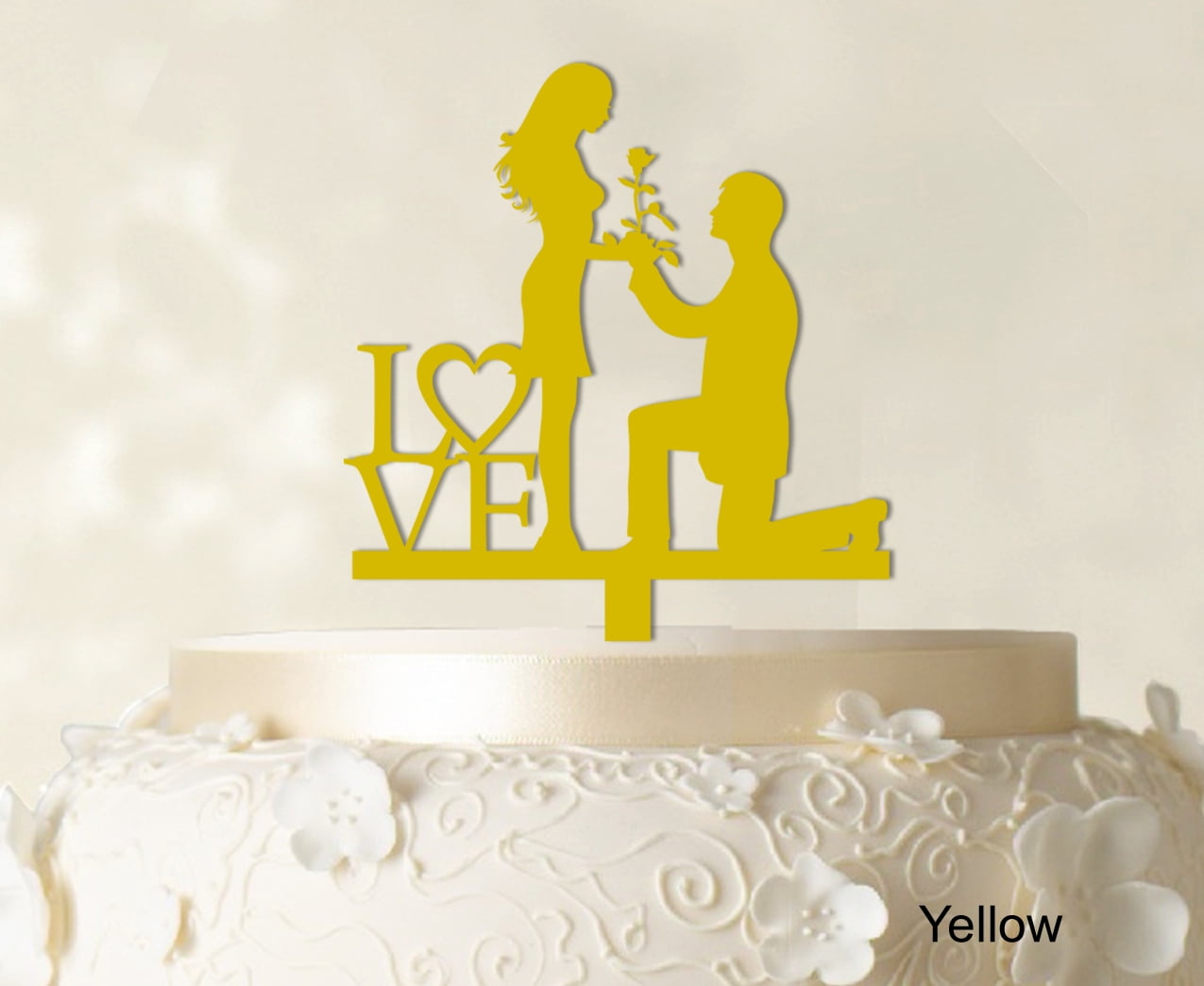 "Couple Wedding Cake Topper Personalized Yellow Cake Topper Color ...