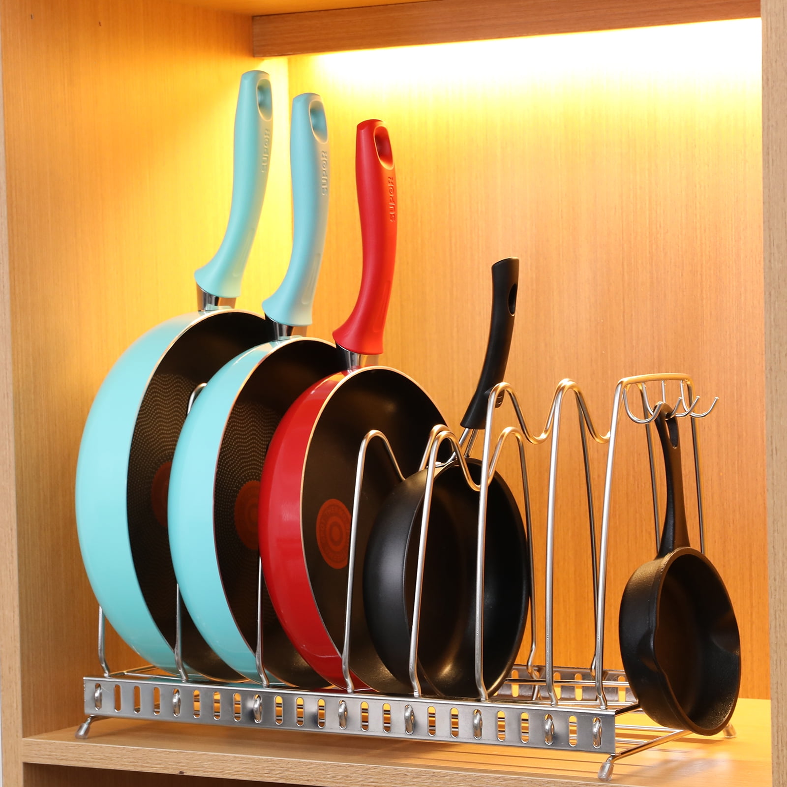 Sturdy 7+ Pots and Pans Organizer under Kitchen Cabinet, Adjustable 304 ...