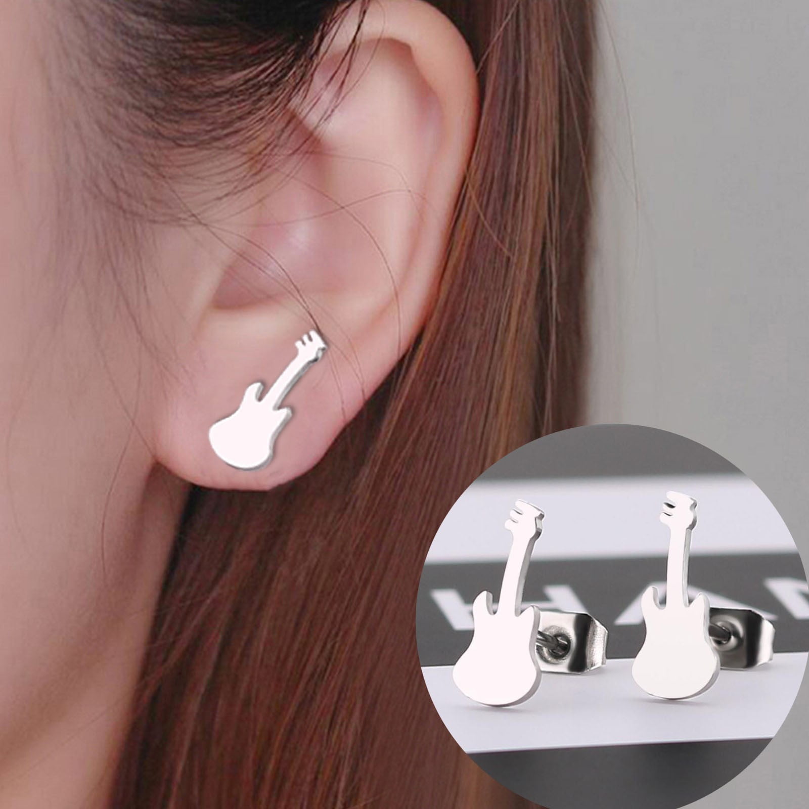 Click here for Yangzheee Stainless Steel Guitar Stud Earrings For... prices