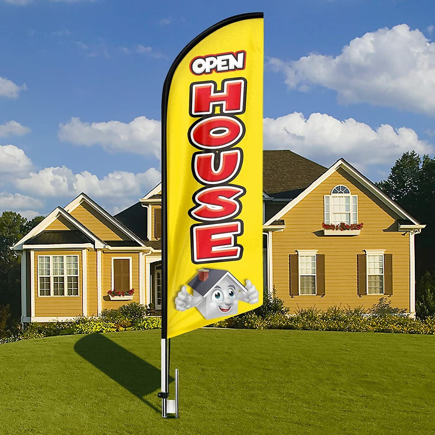 15FT Open House Feather Flag with Pole Kit, Business Sign for Real ...