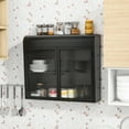 2-Door Wall-Mounted Metal Storage Cabinet with Tempered Glass Shelves ...