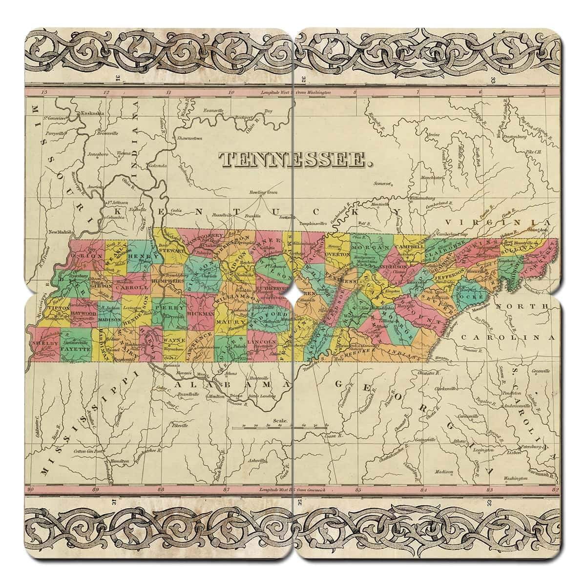 Tennessee Old World Map Coaster - Walmart.com