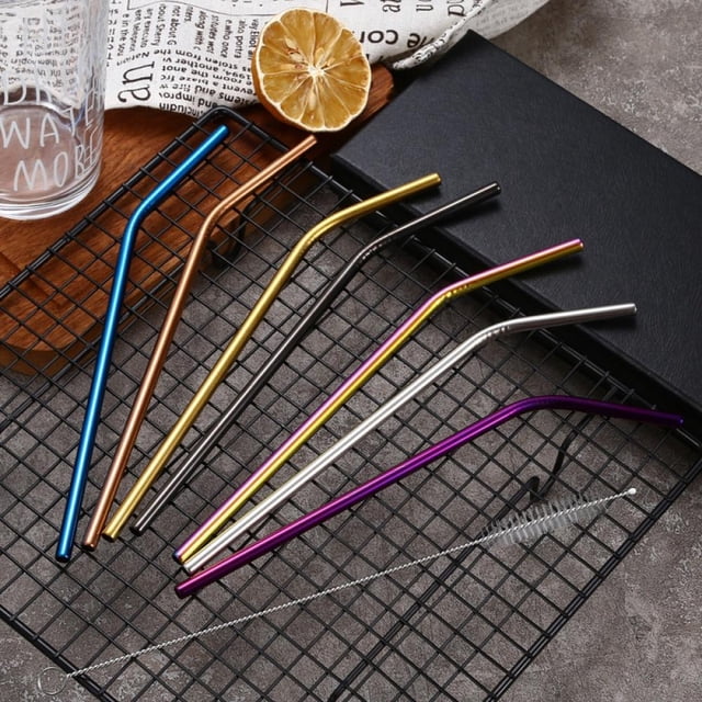 6mm Stainless Steel Straight/Bend Straw - for Coffee Milk Tea Cocktail ...