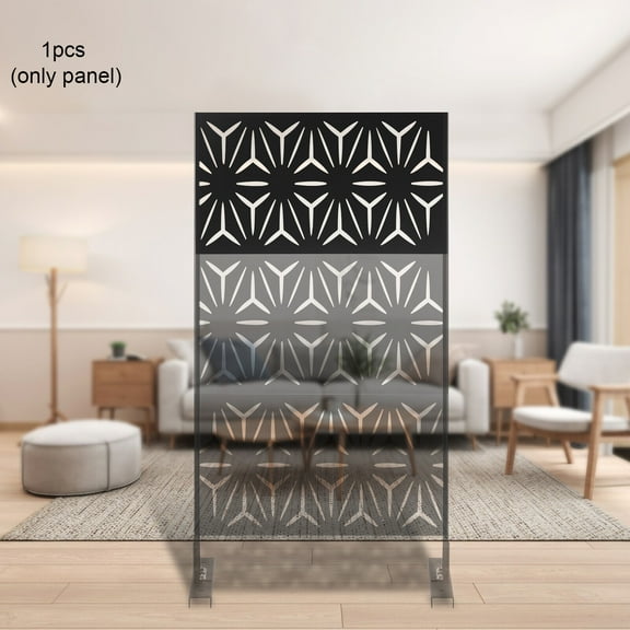 72"x47" Outdoor Privacy Screen with Stand Metal Balcony Decorative ...