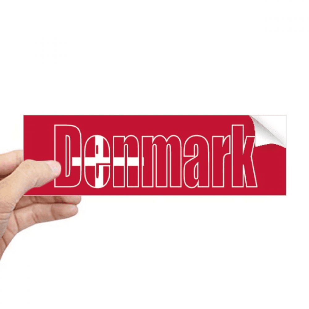 Denmark Country Flag Name Rectangle Bumper Sticker Notebook Window ...