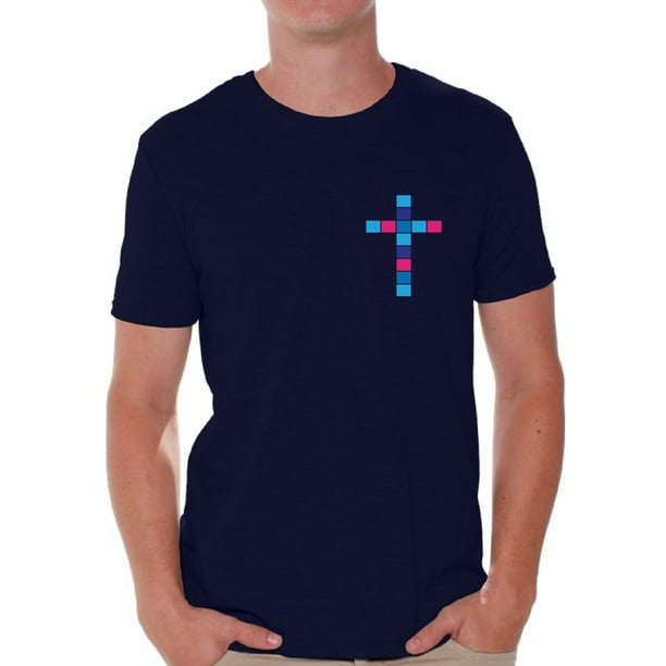 Awkward Styles Awkward Styles Pink And Blue Cross Shirt For Men
