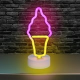 Xtreme Lit 10" Pink and Yellow Ice Cream Table Neon Lamp, 4 Hour Timer ...