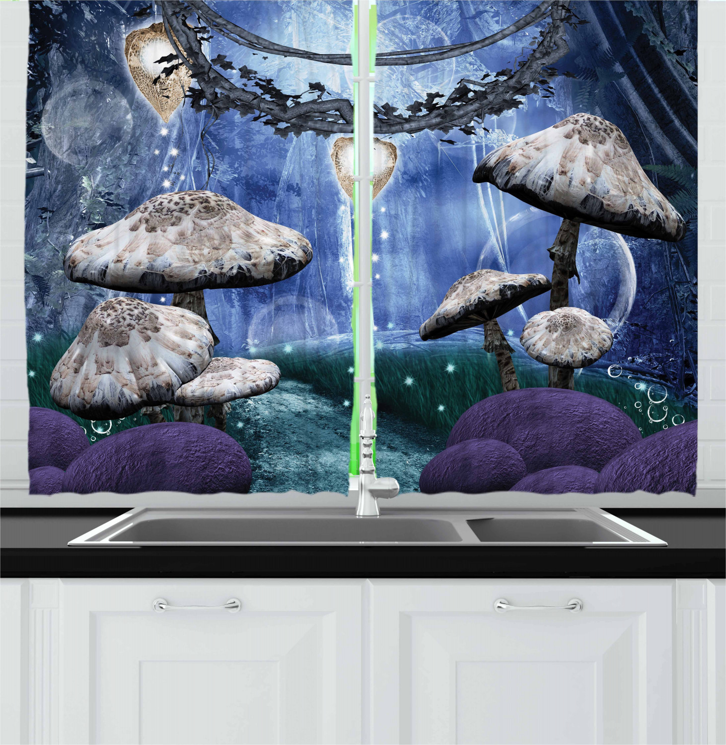 Trippy Curtains 2 Panels Set, Abstract Dreamlike Forest Scenery at ...