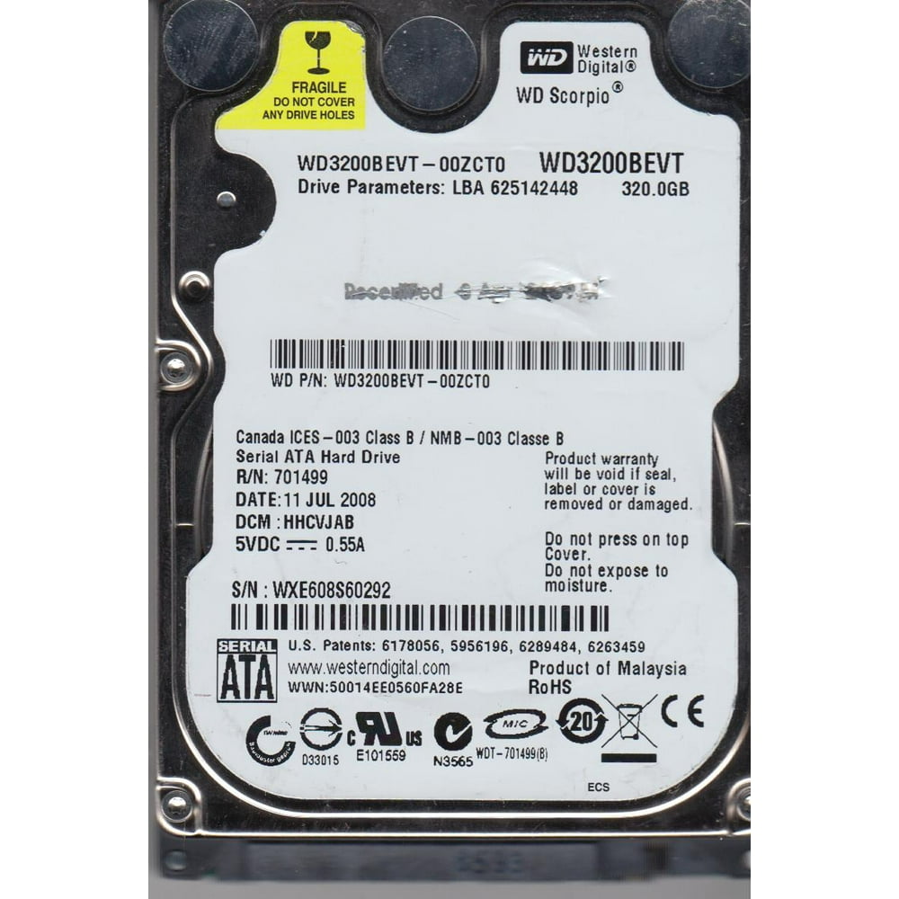 WD3200BEVT-00ZCT0, DCM HHCVJAB, Western Digital 320GB SATA 2.5 Hard Drive - Walmart.com ...