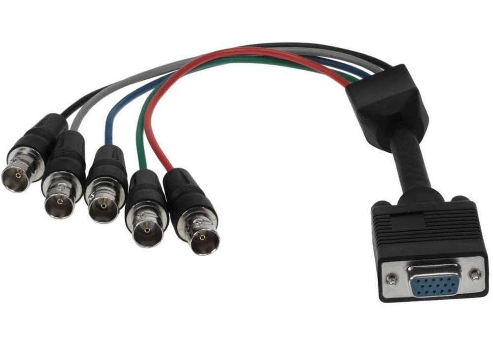 AYA 1Ft (1 Foot) Coax VGA (HD15) Female to 5-BNC Female RGBHV Monitor ...
