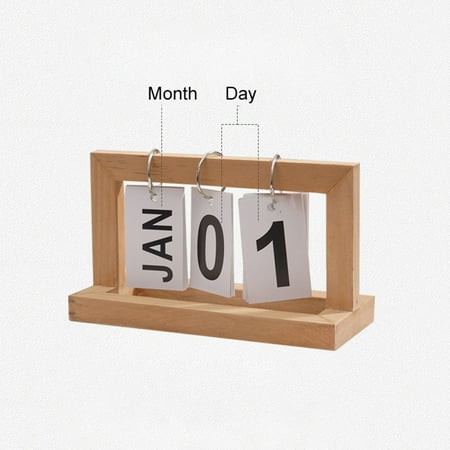 Reusable Desk Calendar Page Turning Calendar Calendar Ornament Wooden ...