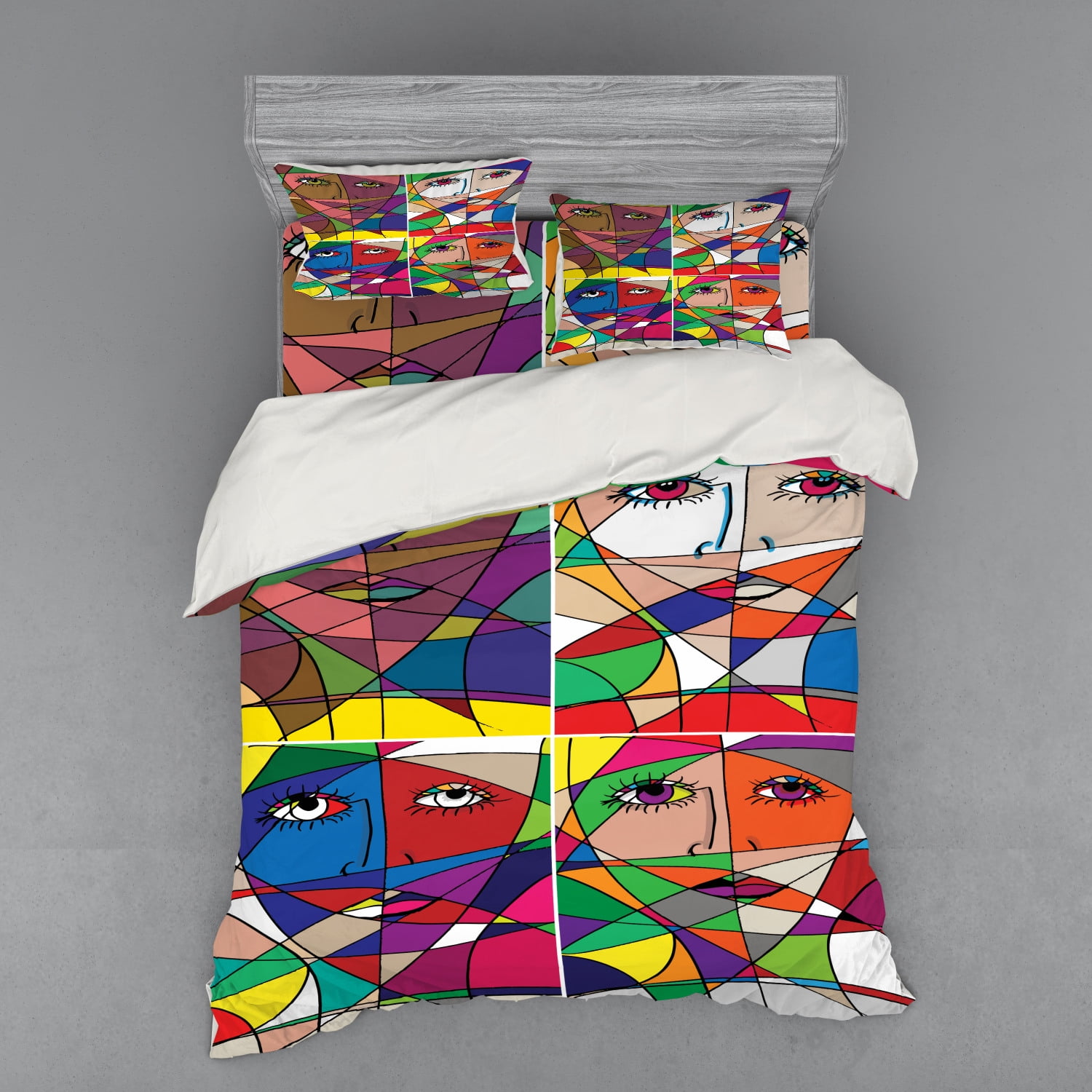 Ambesonne Abstract Bedding Set 4 Pcs, Woman Face in Glass, Queen ...