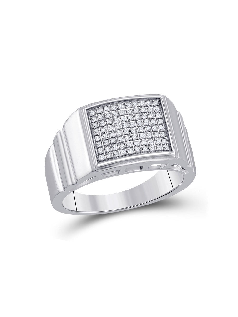 Sterling Silver Mens Round Diamond Square Ring 1/4 Cttw - Walmart.com
