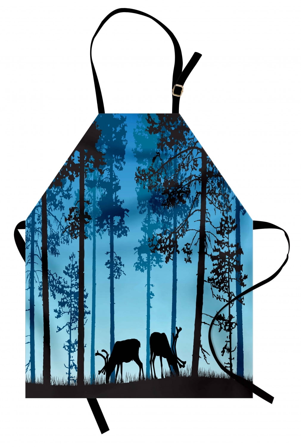 Deer Hunting Apron, Wild Animal Elk Night at Misty Night Forest Pattern ...