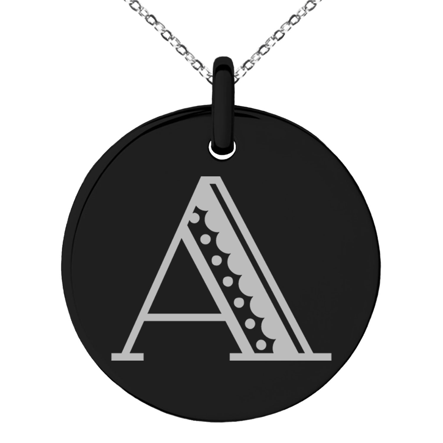 Stainless Steel Letter A Initial Metro Retro Monogram Engraved Small ...