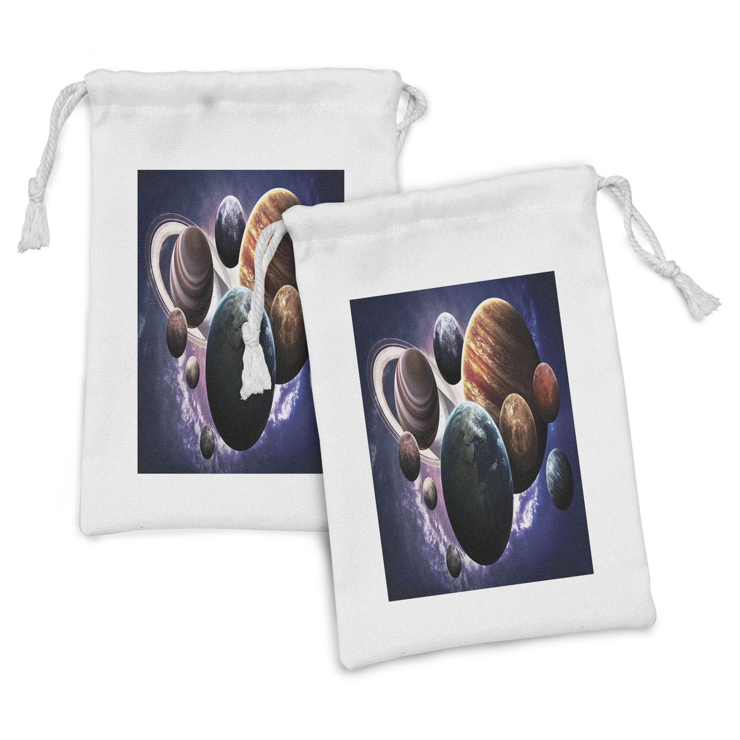 Space Fabric Pouch Set of 2, Solar System Planets All Together in Space ...