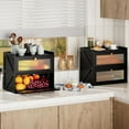 Double Layer Bread Box for Kitchen Counter Black Bread Storage ...