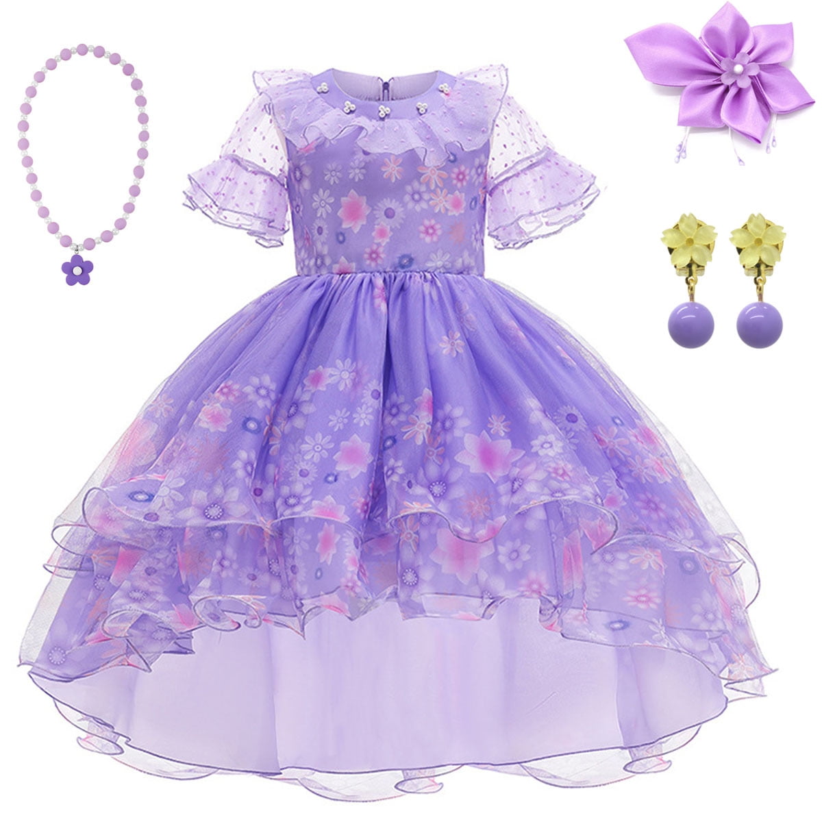Isabela Costume for Girls Encanto Dress Outfit Cosplay Princess Tutu ...