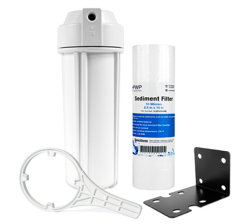 Whole House Water Filtration System With White Housing and Sediment ...