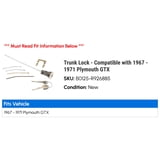 Trunk Lock - Compatible with 1967 - 1971 Plymouth GTX 1968 1969 1970 ...