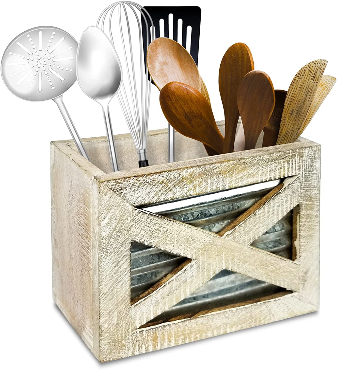 Rustic Utensil Holder Wooden Kitchen Farmhouse Utensil Holder For ...